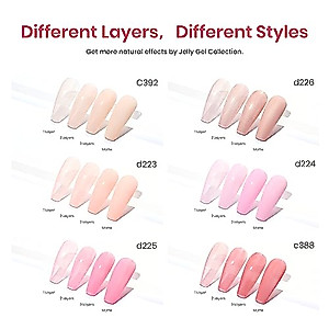 Beetles Jelly Gel Nail Polish Set 6 Colors Aesthetic Nude Shimmer Giltter Nails Withe Pink Gel Polish Kit Translucent Soak off Uv Nail Gel Diy Manicure 2023 New Nail Trend