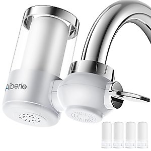 Water Filter for Bathroom Sink, 5 Filter Elements with Transparent Faucet Mount, KitchenTap Water Filtration System, Reduce Chlorine, Tasting Filtered Water