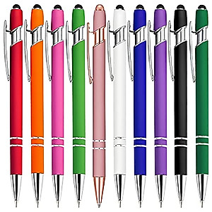 Uoffice5 Ballpoint Pens with Stylus Tips - Fine Point Pens in Black Ink for Women Men Wedding （Black）
