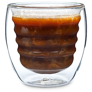 Curva Artisan Series Double Wall Beverage Glasses and Tumblers – Set of 4 Unique 8 oz Thermo Insulated Drinking Glasses