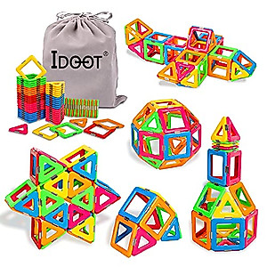 idoot 68pcs Compatible Magnetic Tiles Building Blocks STEM Toys for 3+ Year Old Boys and Girls Learning by Playing Montessori Toys Building Magnets Toys for Kids