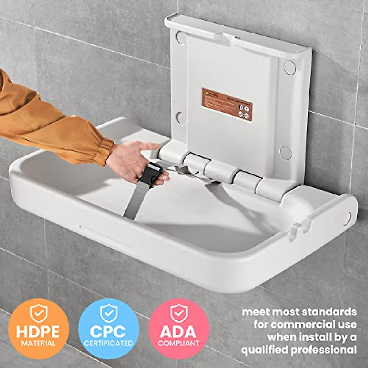 Realunisence Baby Changing Staion Wall Mounted Commercial Diaper Changing Table Restaurant Corner Changing Nursery Wall Daycare Changer Station Horizontal Bathroom