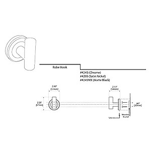 Gatco 4245MX Latitude II, Robe Hook, Matte Black, 2.25"