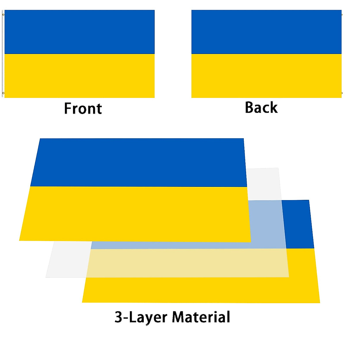 Double Sided Ukraine Flag 2x3 ft Outdoor- Ukrainian National Flags Heavy Duty 210D Polyester with Brass Grommets