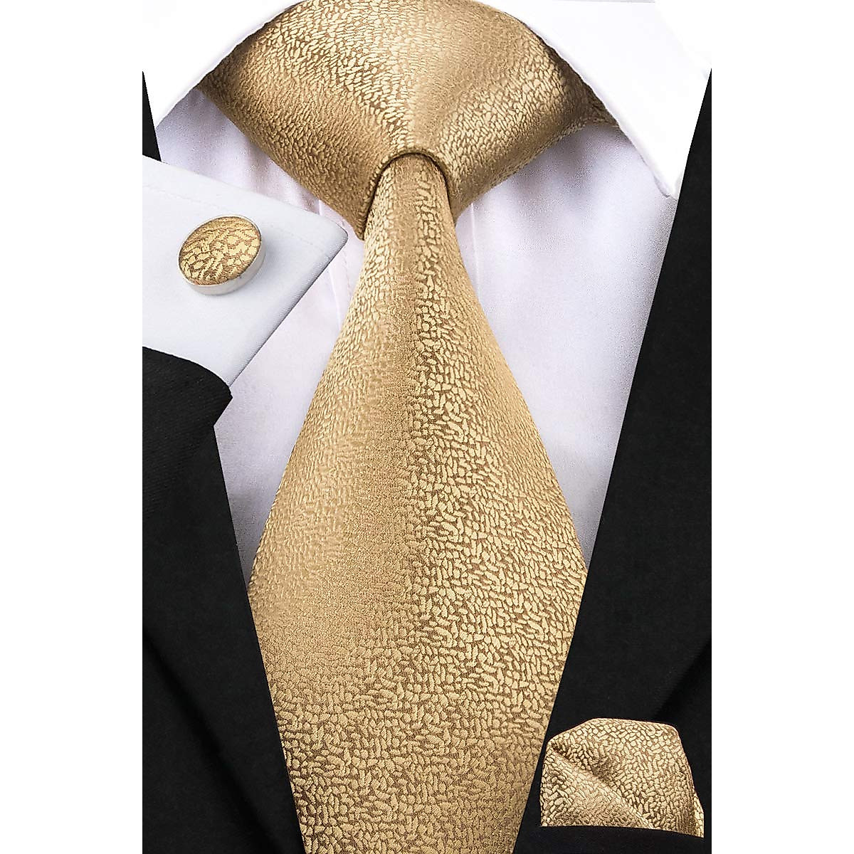 Hi-Tie Men Ties Bowtie Set Silk Necktie Bow Tie Pocket Square Cufflinks Set with Silver Tie Clip or Flower Lapel Pin