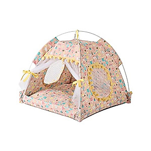 ZLXDP Pet Dog Tent House Flower Print Enclosed Cats Tent Bed Indoor Folding Portable Cozy Kitty Bed Kennel for (Color : E, Size : L Code)
