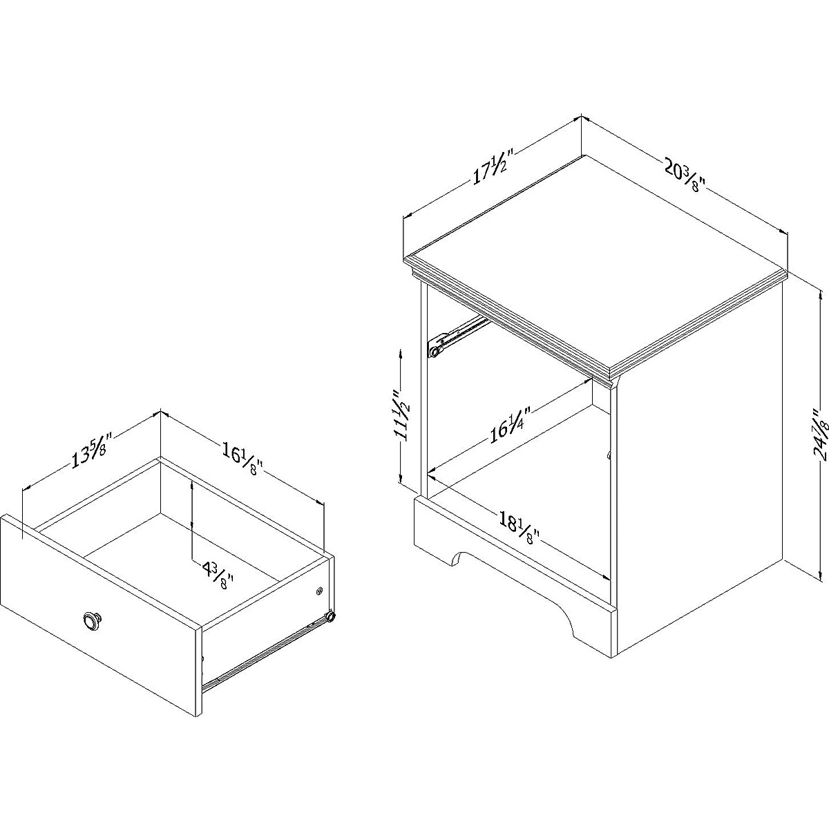 South Shore Zach 1-Drawer Nightstand-Gray Oak