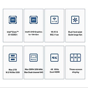 Beelink SEi10 Mini PC,10th Generation Intel Ice Lake i5-1035G1 Processor(up to 3.6 GHz),Mini Computer with 16GB DDR4 RAM/500GB SSD,4K FPS/WiFi 6/BT5.2/Support Auto Power On