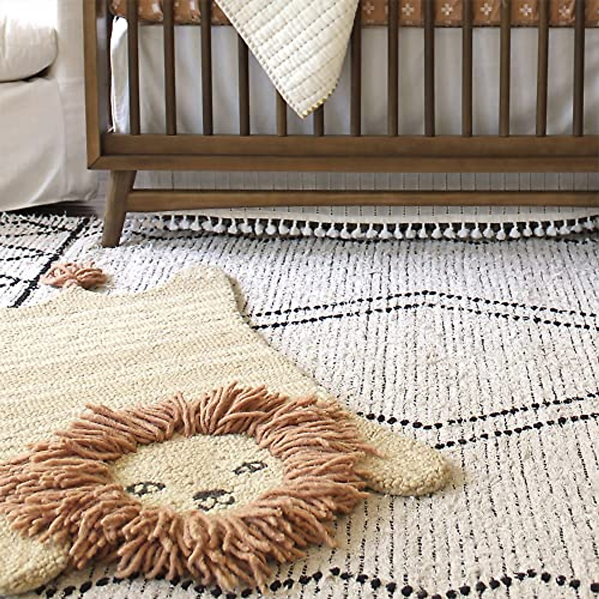 Crane Baby Safari Nursery and Toddler Room Décor, Wool Floor Rug for Boys and Girls, Lion Shape, 23" x 36"