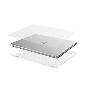 MOSISO Case Only Compatible with Microsoft Surface Laptop Go 2/1 12.4 inch 2022 2020 Release (Models: 2013 & 1943), Protective Glitter Sparkly Plastic Hard Shell Case Cover, Transparent