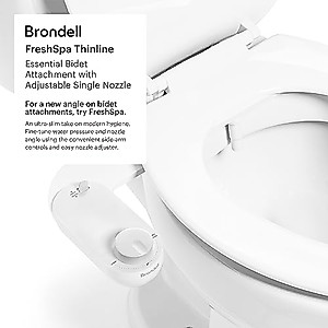 Brondell FSA-15 FreshSpa Thinline Bidet Attachment for Toilet Seats with Adjustable Single Nozzle, Side Arm Control, Thin Profile, White (Ambient Temperature)