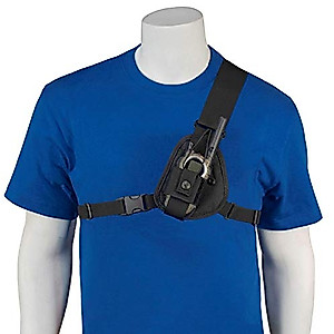 RCH-103 Radio Chest Harness Shoulder Radio Holster Chest Pack an Adjustable Depth Radio Pouch for Small Motorola Talk About Two-Way Radios and Walkie Talkies. Made in USA by Holsterguy.