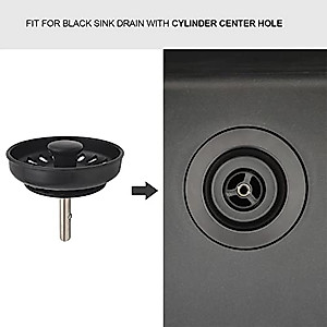 Kitchen Sink Basket Strainer Replacement for EADOT Drains(ESP21-01B/ESP21-01W) for Granite/Fireclay/Stainless Steel Kitchen Sinks ABS Body and Brass Knob Nut With Rubber Stopper (Single, Matte Black)