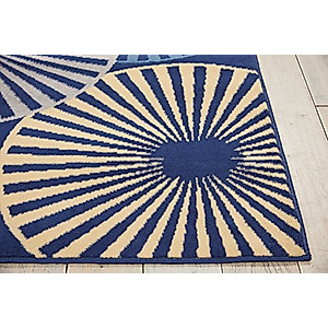 Nourison Grafix Contemporary Navy 5'3" x 7'3" Area -Rug, Easy -Cleaning, Non Shedding, Bed Room, Living Room, Dining Room, Kitchen (5x7)
