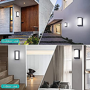 LOVEZOE LED Wall Light, IP65 Waterproof 18W Cold White 6000K Aluminum Rectangle Outdoor Wall Lamp Outdoor Lamp for Garden Front Bathroom Porch Garage