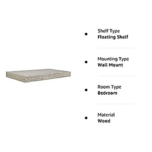 Home Basics Floating Wall Shelf Washed Grey 18" (1 Shelf) Contemporary and Modern Shelf for Picture Frames, Sculptures, Plants, and Essentials | Invisible Mounting Brackets