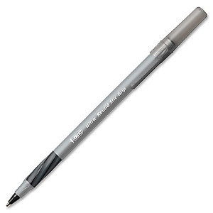 Bic Ultra Round Stic Grip Ball Point Pens, Medium Point, 1.2 mm, Black Ink (48 Pens)