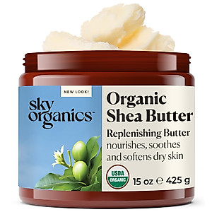Sky Organics - Organic Shea Butter, 15 oz - Nourishes, Soothes, and Softens Dry Skin - Raw & Undefined - Essential Fatty Acids & Antioxidants - Natural, Vegan & Cruelty Free - Skin Care & Self Care