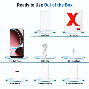 Xgody V50 Android Cell Phone, 4GB RAM + 64GB ROM, 6.55'' HD, Dual 4G LTE Sim Slots Smartphone Unlocked, 13MP Main Camera, Face Unlock, 4500mAh, AT&T/T-Mobile Smart Phones (Black1)