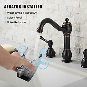 IBOFYY Black Bathroom Sink Faucet, 8 Inch Two Handle Bathroom Faucet 3 Holes Solid Brass With Metal Pop-Up Drain Assembly (Oil-Rubbed Bronze)