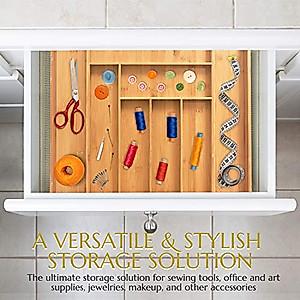 Signature Living Bamboo Expandable Utensil Drawer Organizer, Premium Bamboo for Cutlery, Flatware, Silverware - Drawer Dividers for Easy Storage