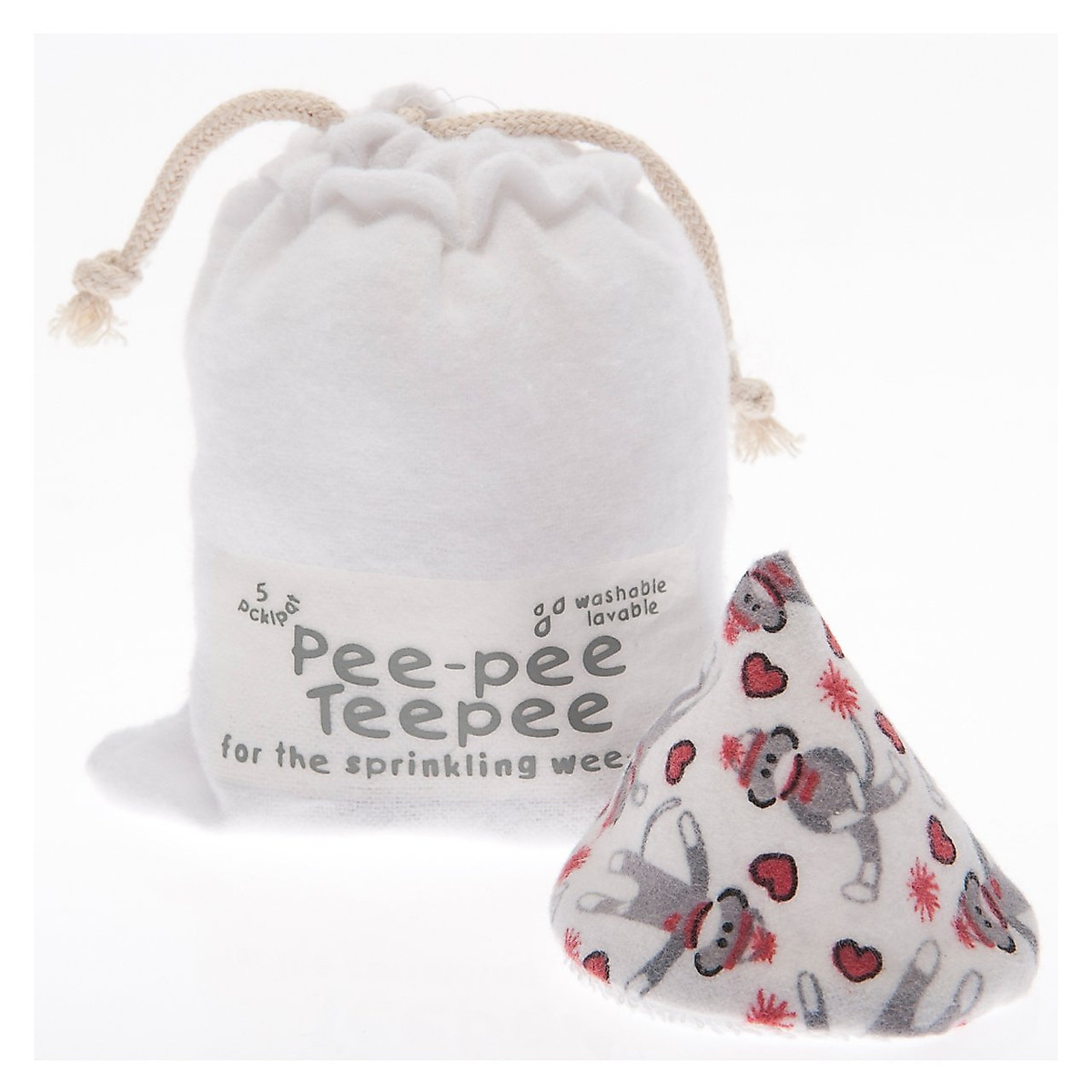 Pee Pee Teepee Sock Monkey White with LAUNDRY bag 5 pieces baby boy pee shield babyboy essentials peepeeeteepee baby boy teepee pee shield pee covers