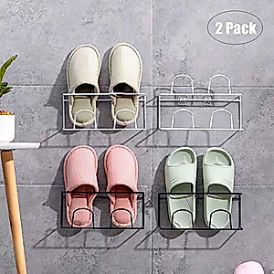 H2solution Hanging Shoes Rack, Strong Self Adhesive Shoes Holder Storage Organizer, Door Shoe Hangers Shoe Shelf Holder, Shoe Rack Hanging Over the Wall for Hanging Shoes (2 Pack,Black)
