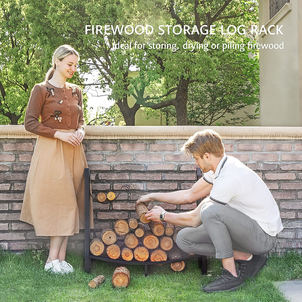 VIVOHOME 3ft Heavy Duty Indoor Outdoor Firewood Storage Log Rack with Kindling Holder