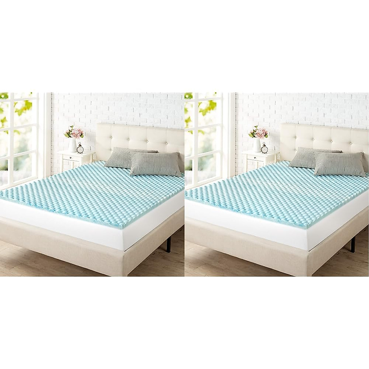 ZINUS 1.5/2/3/4-inch Swirl Gel Cooling Memory Foam Mattress Topper, Cooling Airflow Design, CertiPUR-US Certified (1.5 in, Full) & 1.5/2/3/4-inch Swirl Gel Cooling Memory Foam Mattress Topper