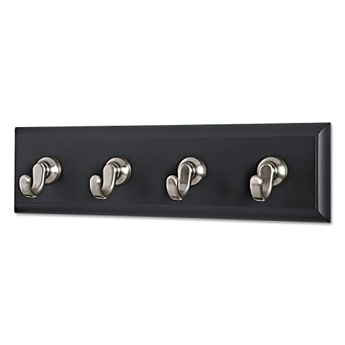 Command 3M Hom18ses Decorative Key Rail, 8W X 1 1/2D X 2 1/8H, Black/Silver, 4 Hooks/Pack