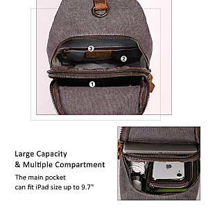 KL928 Canvas Sling Bag Crossbody Backpack Shoulder Casual Rucksack for Men Women