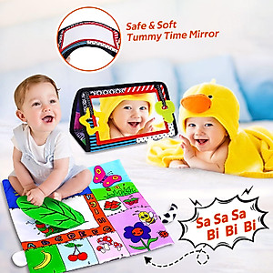 Tummy Time Mirror Baby Toys 3-6 Months Infant Newborn Toys 0-3 Months Brain Development Montessori Sensory Crinkle Toys Teether Black and White High Contrast Baby Toys 0-6 6-12 Month Boy Girl Gifts