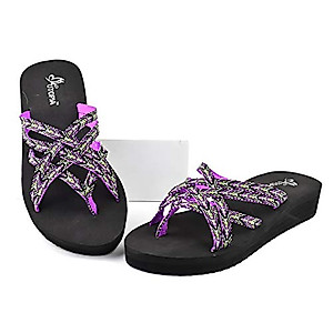 Nova Utopia Women's Casual Summer Flip-Flop Wedge Sandals, NF Utopia Women's NFLS22 Purple 9