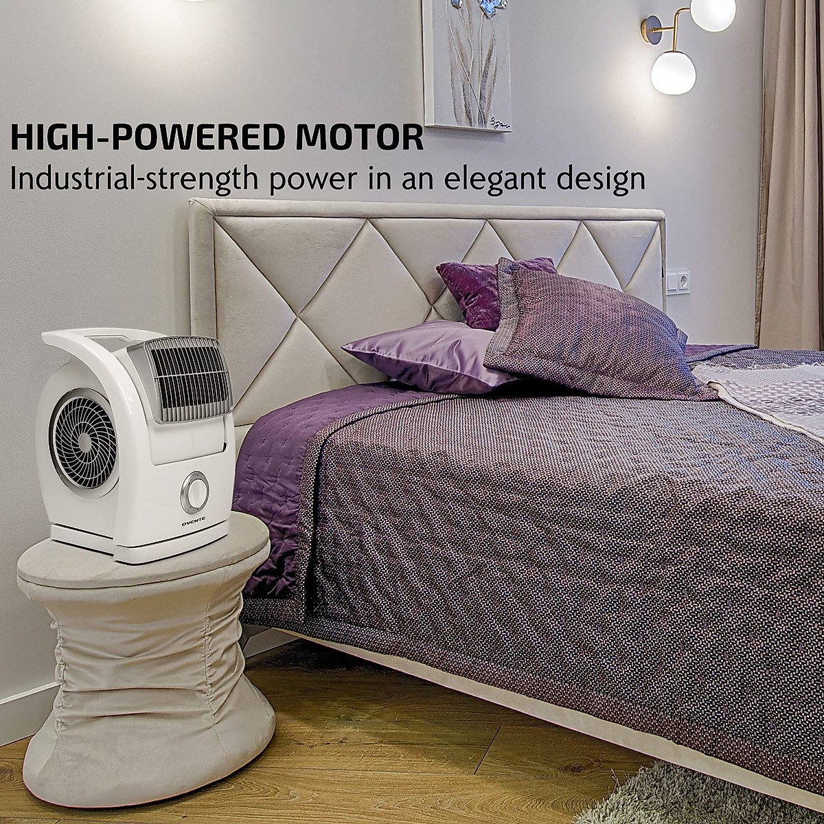 OVENTE Electric Blower Floor Fan 15" with 3-Speed Control, 90° Oscillating and 45° Manual Pivoting Head, Low-Noise Technology and Easy to Clean Air Filter Ideal for Home, Bedroom, Office, White BF74W