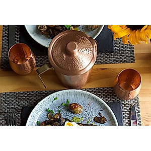 Kosdeg - Copper Pitcher With Lid - 44 Oz - Drink More Water, Lower Your Sugar Intake And Enjoy The Health Benefits - Pure Copper Handmade Hammered Jug, The Best Bedside Carafe - Heavy Gauge