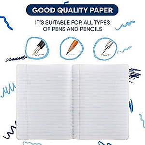 Emraw Black & White Marble Style Cover Composition Book with 100 Sheets of Wide Ruled White Paper (4 Pack)