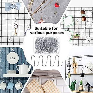 oruola 200Pcs S Hooks Small,1in S Hooks for Hanging,Metal Hooks for Crafts, Jewelry and Hanging Kitchen Supplies,Ornament Hooks for Halloween Christmas Tree Decoration,Silver S Hooks Loading 10LBS
