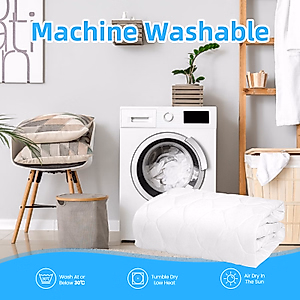 WINGLAM-Quilted Fitted Mattress Pad (Waterproof)-Elastic Fitted Mattress Protector(White)-Bed Cover Stretches up to 18 Inches with Deep Pocket(Queen)-Machine Washable Mattress Cover-Fluffy & Soft