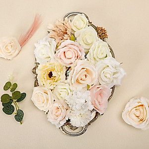 Whonline Artificial Flowers Combo Box Set Fake Flowers Silk Roses Heads for Wedding Arch Bouquets DIY Flower Party Home Decor