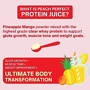 Peach Perfect Protein Juice | Protein Powder for Women, Muscle builder & Weight Management, Pineapple Mango, Meal Replacement Shake, Protein Water, Clear Whey, Booty Building protein powder, 15 SVG