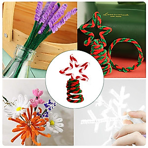 150 Pieces Christmas Pipe Cleaners Chenille Stem,50 White Craft Pipe Cleaners,50 Green Chenille Stems Pipe Cleaners, and 50 Red Pipe Cleaners for Arts and Crafts, Xmas Home Decoration