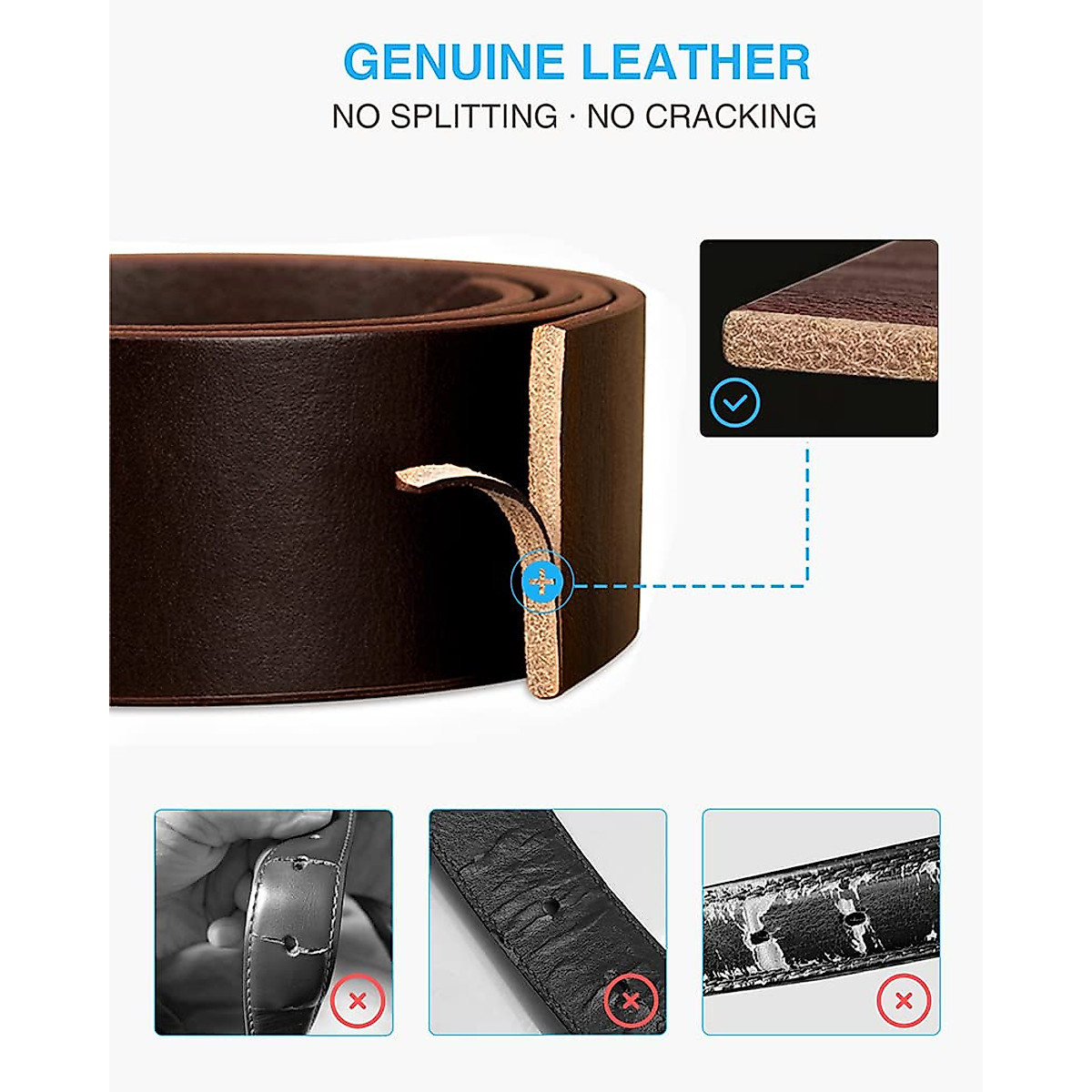 CHAOREN Womens Belts for Jeans - White Leather Belt Women 1.3" Width - Genuine Leather Crafted by Hand