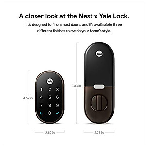 Google Nest x Yale Lock - Tamper-Proof Smart Lock for Keyless Entry - Keypad Deadbolt Lock for Front Door - Oil Rubbed Bronze