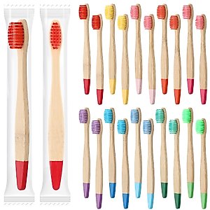 20 Pieces Kids Bamboo Toothbrushes Soft Bristles Toothbrushes Toddler Toothbrush Manual Travel Toothbrushes for Kids Children Home School Travel Teeth Oral Dental Care, 5.7 Inch, Individually Wrapped