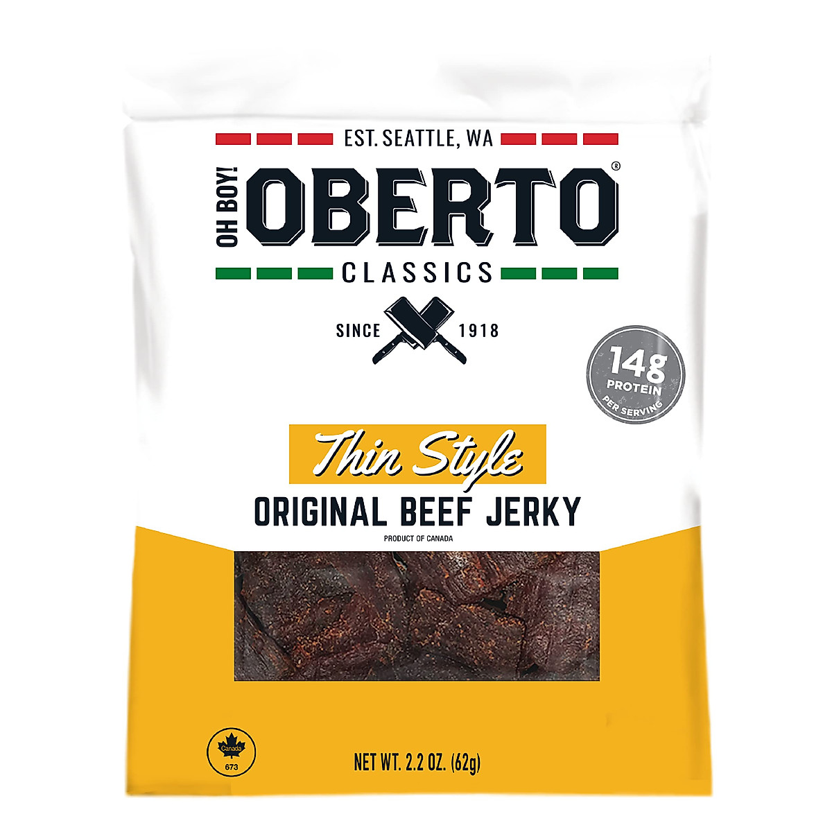 Oh Boy! Oberto Classics Thin Style Original Beef Jerky, 2.2 Ounce (Pack of 8)