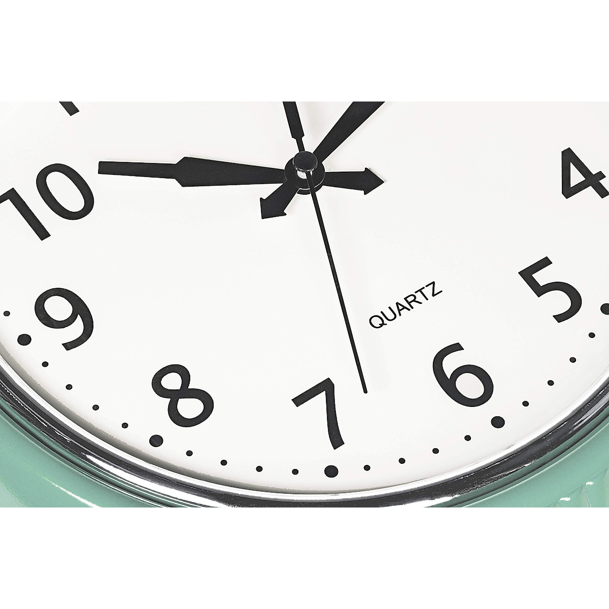 Bernhard Products Retro Wall Clock 9.5 Inch Green Kitchen 50's Vintage Design Round Silent Non Ticking Battery Operated Quality Quartz Clock (Seafoam Green)