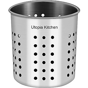 Utopia Kitchen Stainless Steel Cooking Utensil Holder 5 x 5.3 Inches (Silver)