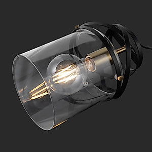 Black Pendant Lights Kitchen Island, Modern Pendant Light Fixture with Clear Glass Shade, Farmhouse Kitchen Pendant Lighting over Island, Pendant Lamp with 6ft Adjustable Cable for Dining Room,Sink