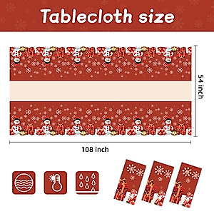 Christmas Tablecloth, 3 Pack Disposable Plastic Tablecloth 54" x 108" Christmas Party Supplies,Christmas Table Cloth Plastic Table Cover, Christmas Decorations Party for Indoor or Outside,Home,Dinner