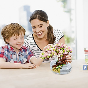 MEIEST Mini Building Blocks Sakura Plant Bonsai Model Set,Creative DIY Simulation Cherry Blossom Flower Botanical Collection Construction Building Bricks Toy for Kids Adult Home Decor